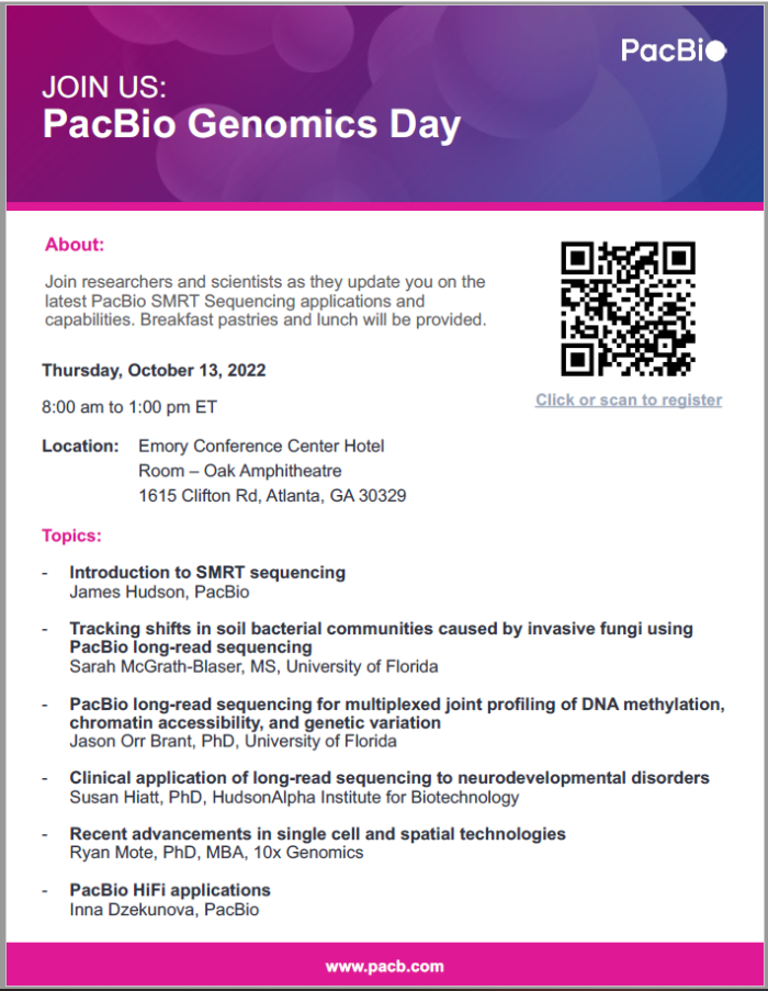 Join Us: PacBio Genomics Day - Thursday, October 13, 2022, 8:00am to 1 ...